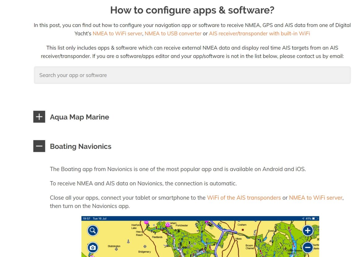 FAQs about how to configure navigation apps & software - Digital Yacht